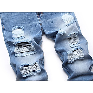 Men's Jeans Blue Ripped Pants Regular Fit Tapered Leg Denim Pants Distressed Dress Cool Jeans Athletic Fit Classic Destroyed (blue9301, 38)