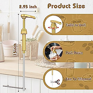 Neosoge Coffee Syrup Pump Dispenser, 4 Packs of Syrup Pump for 750ml/25.4 oz Syrup Bottle, Gold Pumps for Coffee Syrup Bottle, works with Torani, DaVinci, Jordans Skinny 750ml Syrups Bottles (Gold)