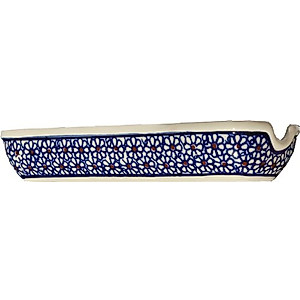 Polish Pottery Corn-on-the-cob Dish From Zaklady Ceramiczne Boleslawiec 1517-120 Traditional Pattern, Dimensions: Length: 8.75" Width: 3"