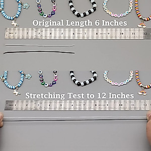 Elastic String for Bracelets, 2 Rolls 1 mm Sturdy Stretchy Elastic Cord for Jewelry Making, Necklaces, Beading