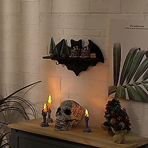 Bat Shelf Coffin Shelf Crystal Shelf Spooky Floating Shelves Goth Decor Bat Shelf,Wooden Gothic Decor for Home, Black Hanging Wooden Shelf for Wall, Witchy Room Decor for Crystal Keys