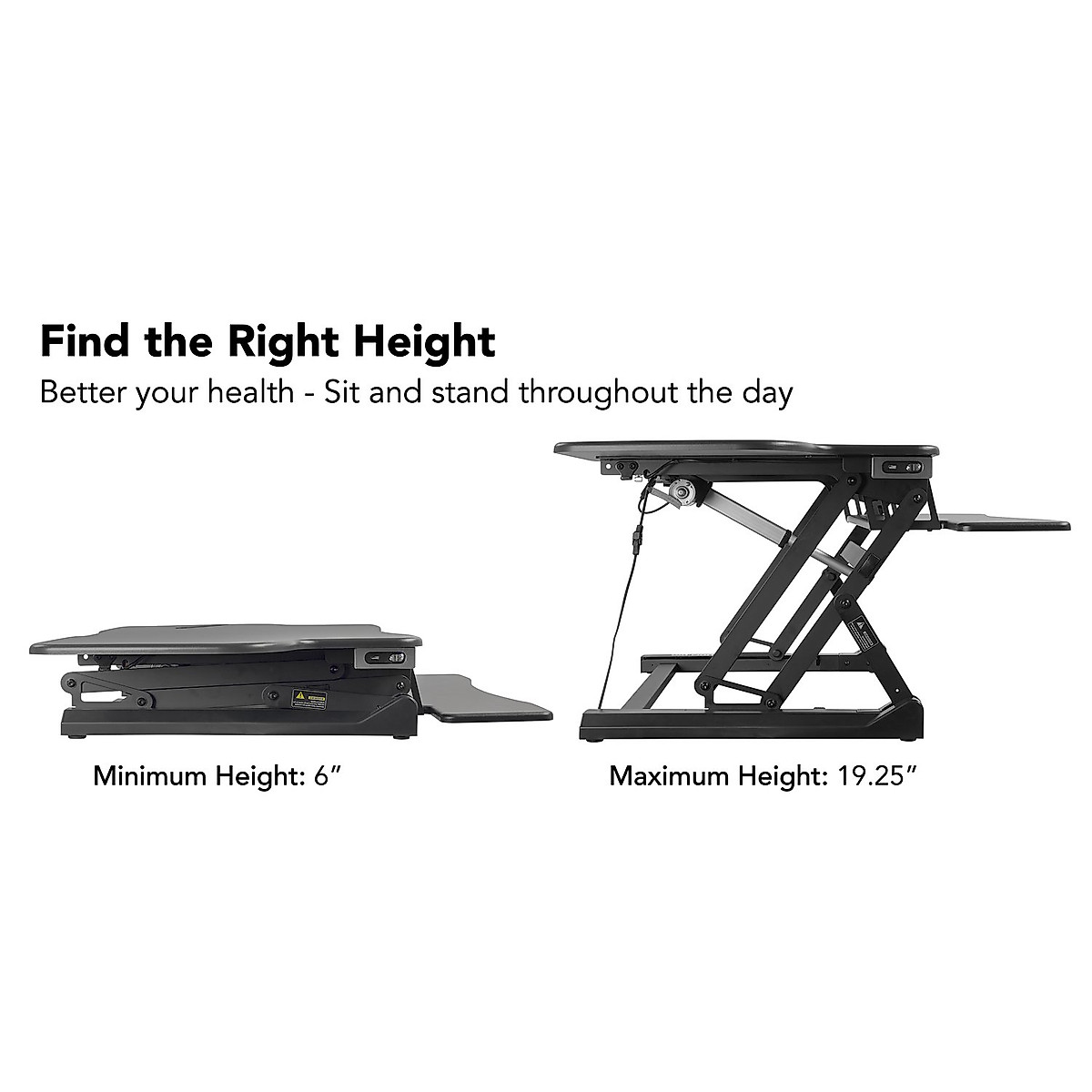 Mount-It! Electric Standing Desk Converter, 48 Inch Extra Wide Motorized Sit Stand Desk with Built in USB Port, Ergonomic Height Adjustable in Black (MI-7962)