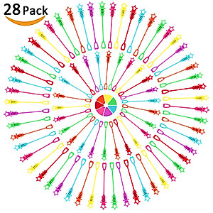 Laxdacee 28 Pack Mini Bubble Wand Set(7 Colour), Punertoy Party Favor Summer Toy for Kids Party, Celebrations, Birthdays, Gift