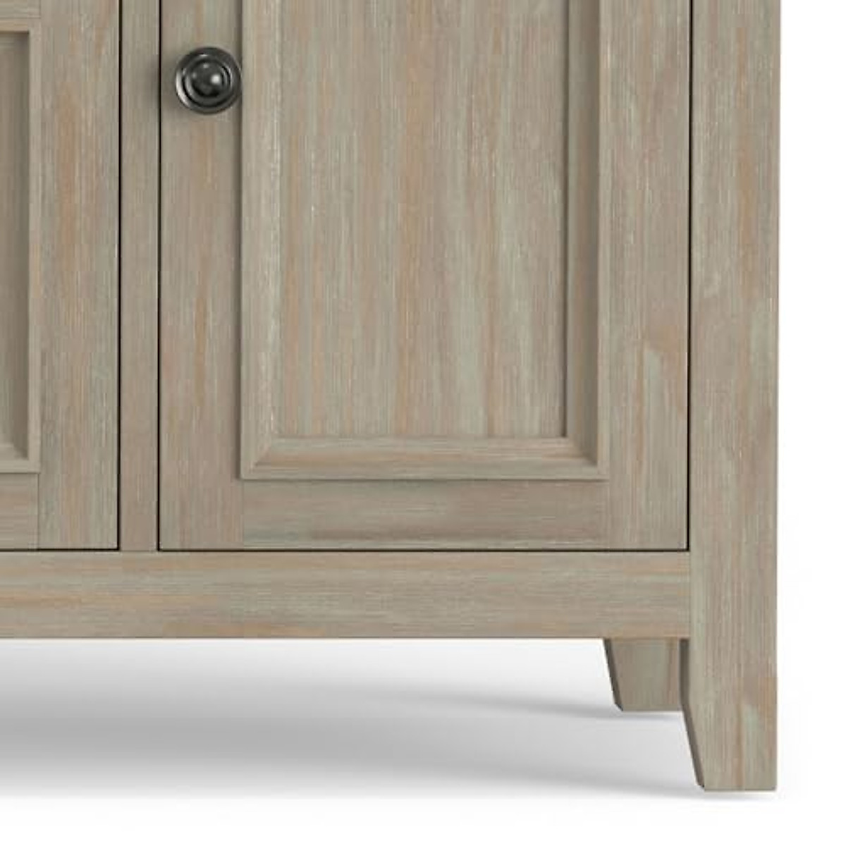 SIMPLIHOME Amherst SOLID WOOD 72 Inch Wide Transitional TV Media Stand in Distressed Grey for TVs up to 80 Inch, For the Living Room and Entertainment Center