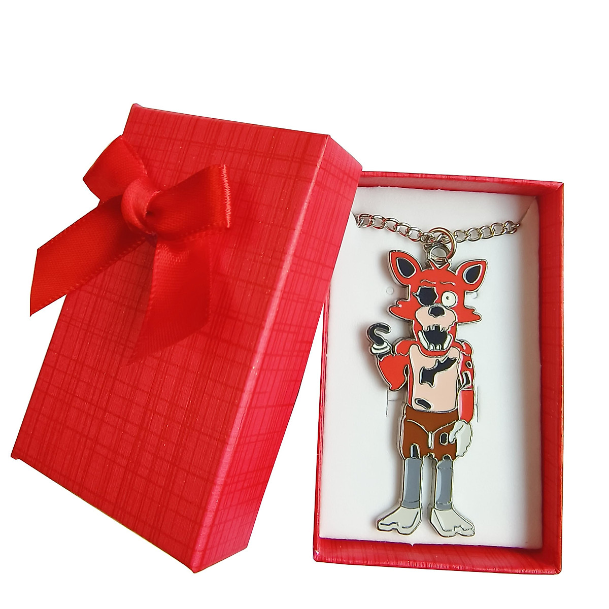 MONSTER ROSER Gift Box Jewelry For Fnaf Fan, Pendant Necklace Keychain 2In1, Gift For Kids Gamer 5 Night Freddy, Fazbear Bonnie Free Hugs (Foxy)