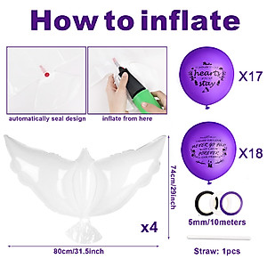 39 pcs Dove Memorial Balloons, Peace Dove and Purple to Release in Sky Biodegradable Balloons to Memory Life Floting Balloons for Funeral, Happy Heavenly