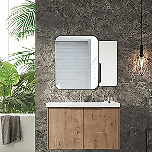 Pvillez Bathroom Vanity with Sink Combo, Floating Vanity Cabinet 30 Inch, Bathroom Vanities, Modern Wall Mounted Concrete Bath Vanity Set with Porcelain Top Storage Cabinet (Imitative Oak 2)