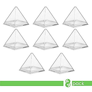 Hammont Pyramid Shaped Acrylic Candy Boxes - 8 Pack - 2.44"x2.44"x2.63"- Perfect for Weddings, Birthdays, Party Favors and Gifts | Designer Cute Clear Lucite Plastic Treat Containers