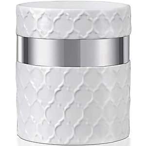 Home Acre Designs Kitchen Utensil Holder - Large Ceramic Farmhouse Countertop Crock, White/Silver