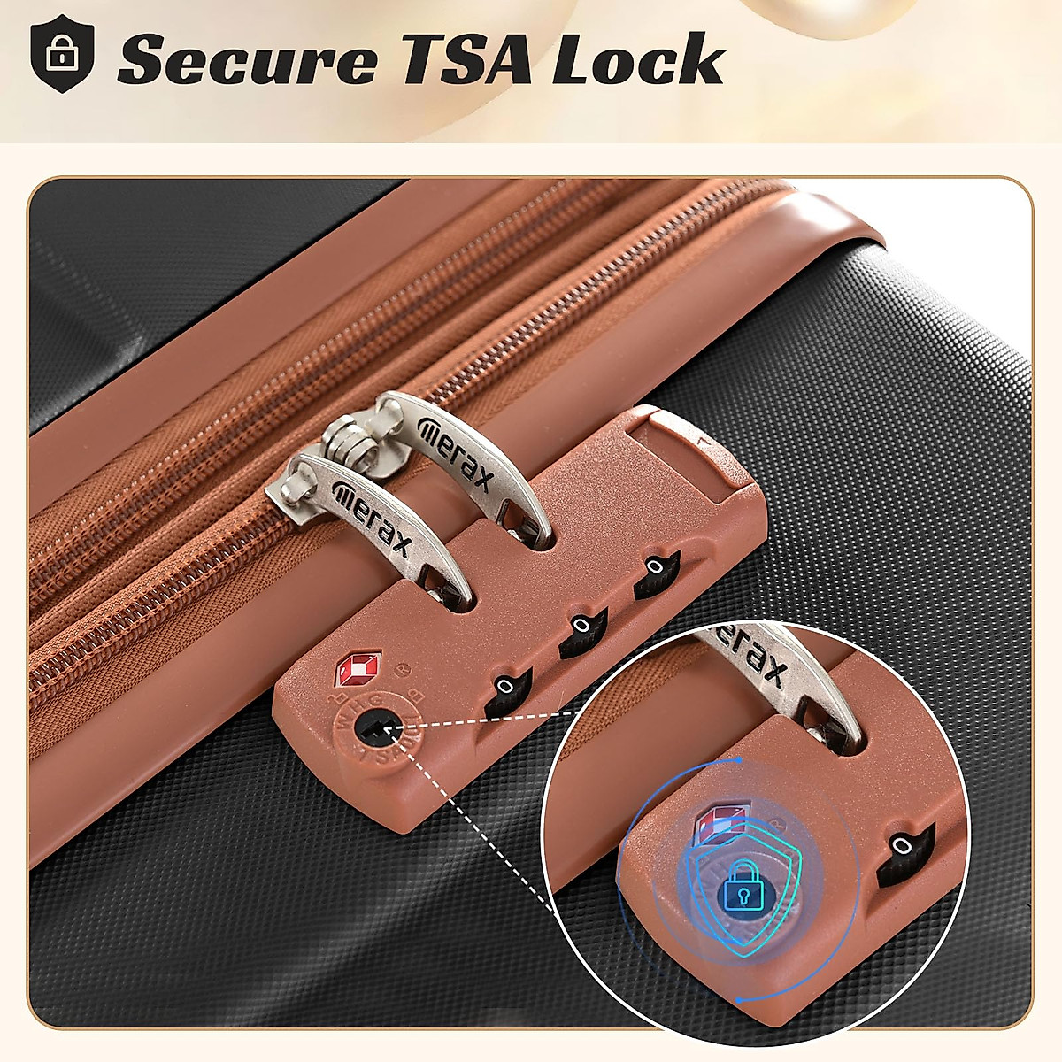 Merax Luggage Set 3 Piece Expandable Lightweight Spinner Suitcase with Corner Guards (Black brown, 20/24/28)