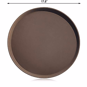New Star Foodservice 25361 Restaurant Grade Non-Slip Tray, Plastic, Rubber Lined, Round (18-Inch, Brown)
