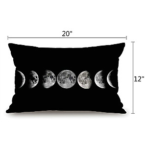 Lumbar Throw Pillow Cover 12x20 Inch Decorative Bedroom Living Room Moon Phases Rectanglar Cushion Case for Bed Sofa Couch