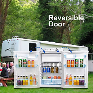 SMETA RV Propane Refrigerator with Freezer, 3.5 Cu.Ft Camping Fridge, 12V/110V/LPG, Compact 3 Way Garage Refrigerators Off Grid for Camper Travel Cabin Truck Patio, White