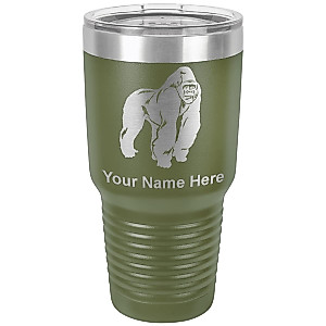 LaserGram 30oz Vacuum Insulated Tumbler Mug, Gorilla, Personalized Engraving Included (Camo Green)