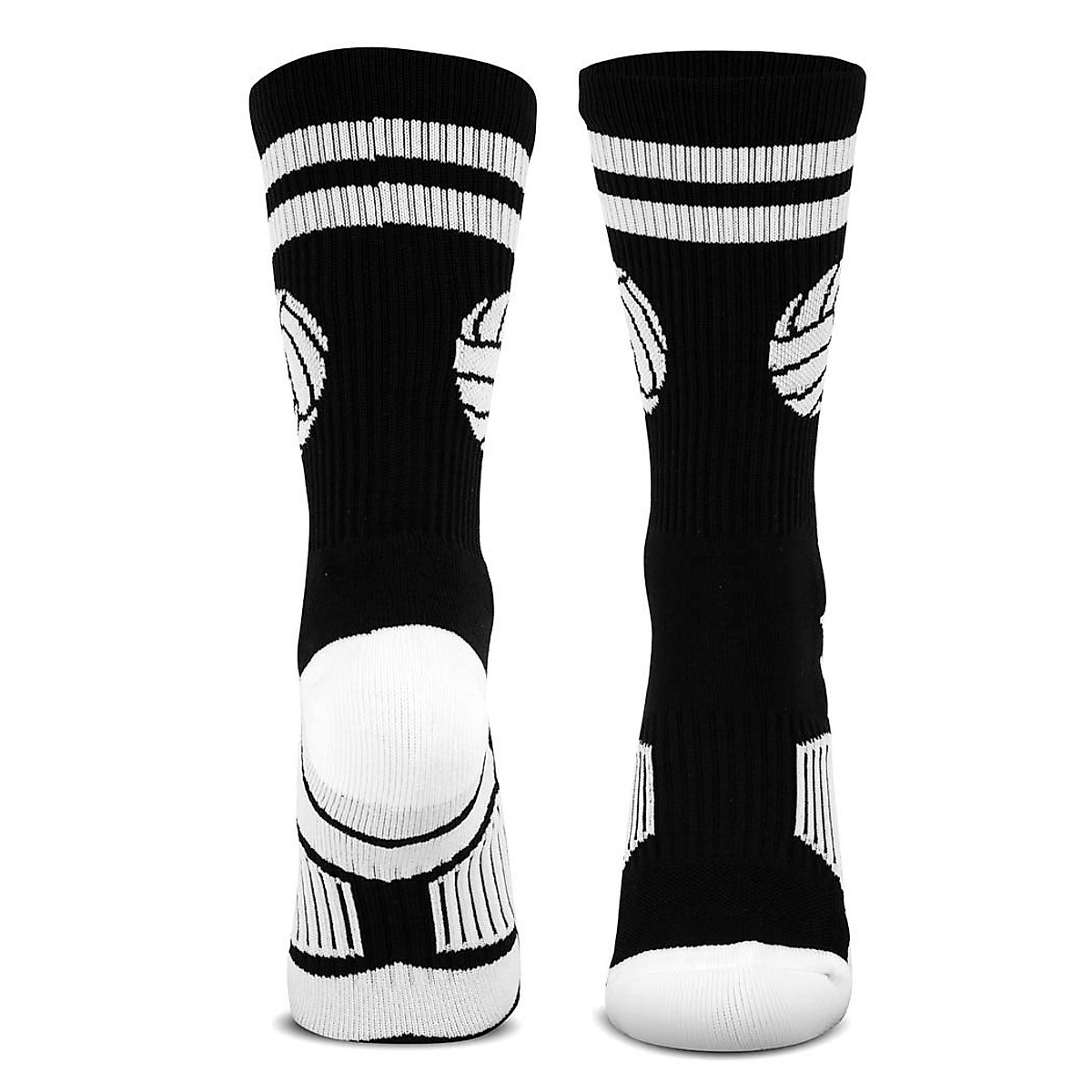 ChalkTalkSPORTS Volleyball Woven Mid-Calf Socks | Classic Ball | Black & White
