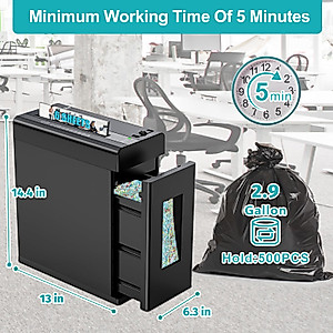 Paper Shredder, 6-Sheet Micro Cut with 2.9 Gallons Bin, P-6 High Security Level, 5 Munites Non-Stop Working Time, Compact Design Pull Out Basket with Jam Proof System for Home Office Use