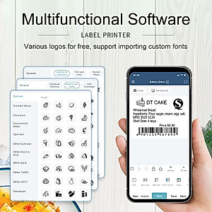 DETONGER Label Maker DP23P Thermal Portable Bluetooth Barcode Label Maker with 1 Pack 50x30mm Label Sticker for Home Office Organization Commercial Use, Android & iOS,Red