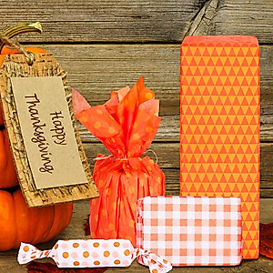 90 Pieces Thanksgiving Tissue Paper Brown Orange Tissue Paper for Gift Fall Wrapping Tissue Paper Fall Wrapping Paper Maple Leaves Pumpkin Printed Assorted Tissue Paper for Gift Bags