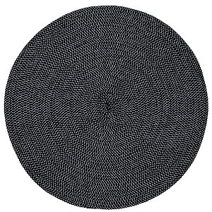 SAFAVIEH Braided Collection Area Rug - 3' Round, Black & White, Handmade Country Farmhouse, Ideal for High Traffic Areas in Living Room, Bedroom (BRD403Z)