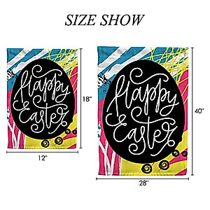 My Little Nest Seasonal Garden Flag Creative Happy Easter Egg Double Sided Vertical Garden Flags for Home Yard Holiday Flag Outdoor Decoration Farmhouse Banner 12"x18"