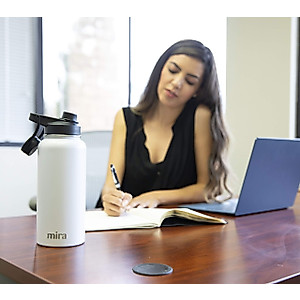 MIRA Spout Lid Wide Mouth Water Bottles | Compatible with Multiple Sierra Bottle Sizes: 12 oz, 24 oz, 32 oz & 40 oz - Black