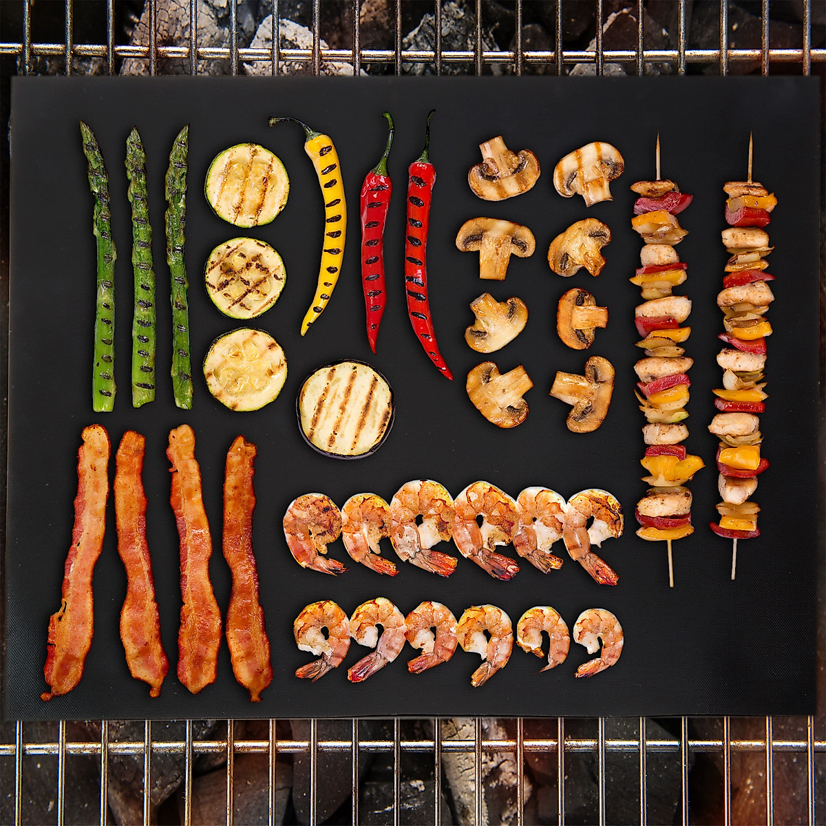 Home-Complete 18-piece BBQ Grill Set, 16-pc Stainless Steel Barbecue Tools Kit with Aluminum Case and 2-pack BBQ Grill Mats