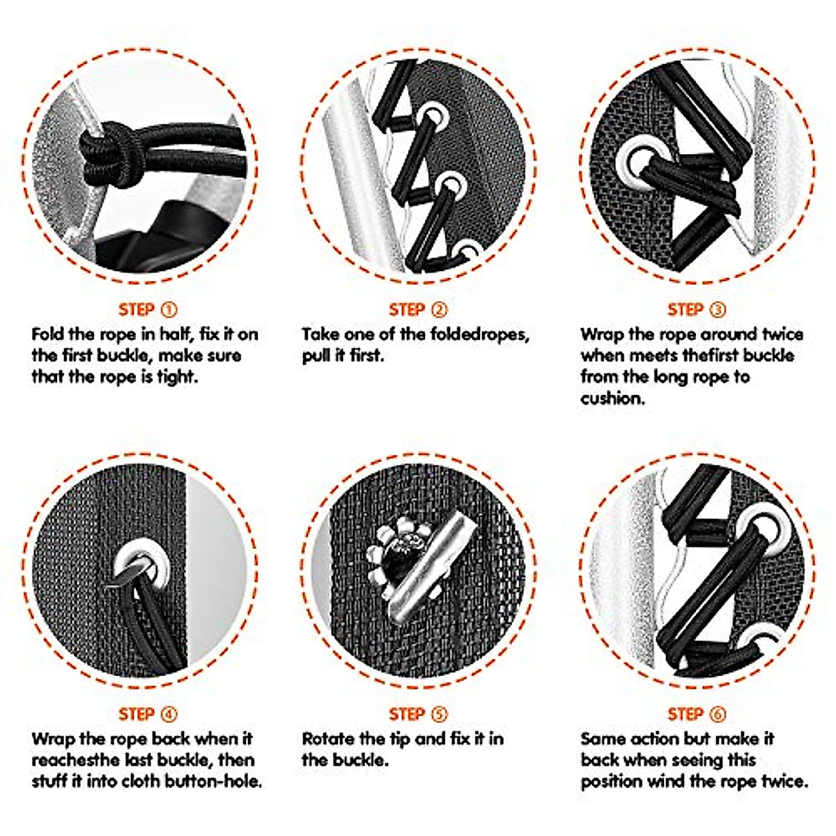 FANLG 4PCS Zero Gravity Chair Replacement Cords, Replacement Laces for Antigravity Chair, Patio Recliners Repair Cord, Bungee Elastic Lounge Chair Cord, Made of Latex, Recliner Replacement Parts-Black