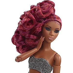 Barbie Signature Barbie Looks Doll (Petite, Red Hair) Fully Posable Fashion Doll Wearing Glittery Crop Top & Skirt, Gift for Collectors