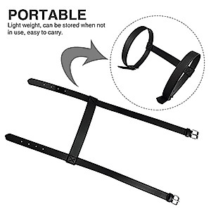 EKDJKK Portable PU Leather Outdoor Picnic Blanket Carry Strap for Camping, Festivals, Picnics, Motorcycle Bedroll Straps(Black)