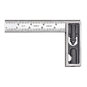 Starrett Steel Inch Reading Double Square with Hardened Graduated Blade - Ideal for Machinists, Toolmakers, Patternmakers - 6" Blade Length, 4R Graduation - 13C