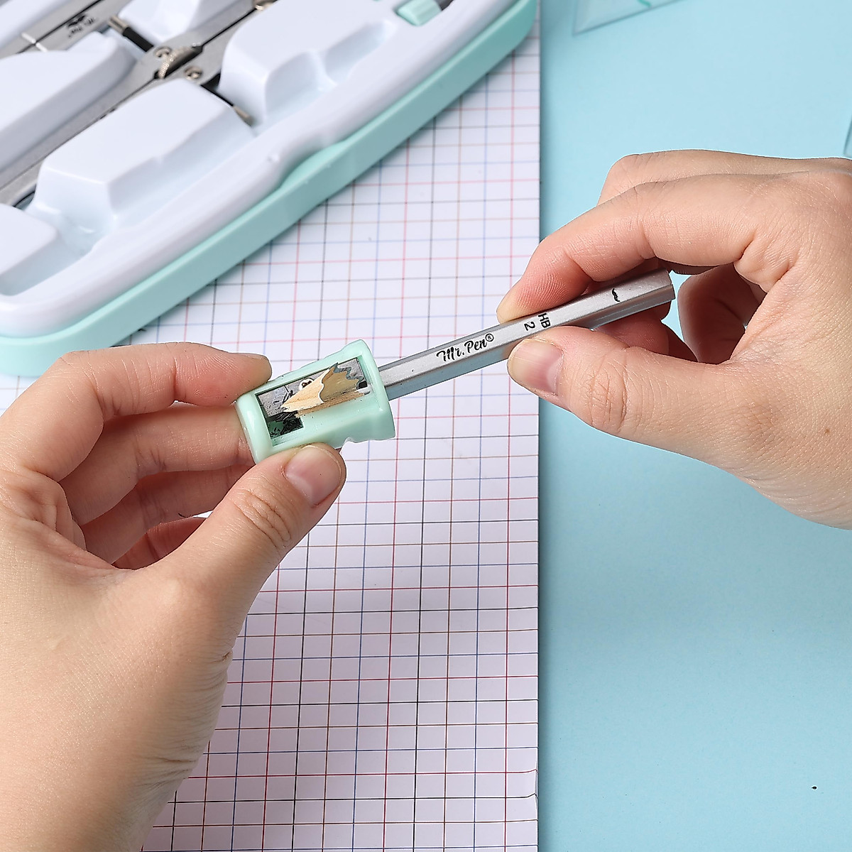 Mr. Pen- Geometry Set, 13 pcs, Compass for Geometry Compass, Geometry Kit Set with Shatterproof Storage Box, Math Compass, Geometry Set for School, Compass Math, Protractor and Compass Set