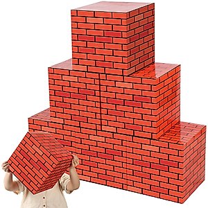 Outus 6 Pieces Video Game Brick Boxes 11.8 x 11.8 Inch Red Brick Cardboard Blocks Easter Mystery Boxes Props Brick Comic Theme Party Favor Supplies Video Game Party Decorations