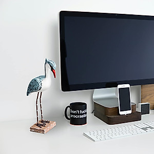 EVINIS 2pcs Wooden Seagull Figurine, Sea Bird Statue Ornaments Mediterranean Style for Coastal Beach Garden Room Office Decoration (HN2P)