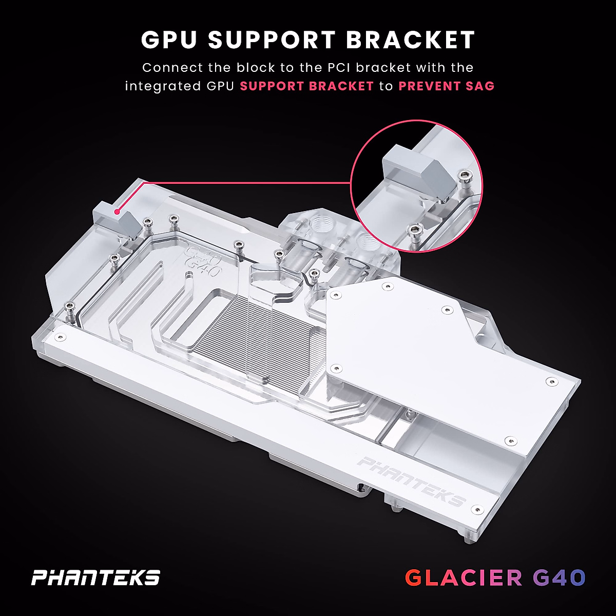 Phanteks (PH-GB4090MS_MW01_BP) Glacier G4090 MSI Water Block Bundle for MSI SUPRIM (X) / Gaming (X) Trio RTX 4090, Nickel-Plated Copper Block, Acrylic, Aluminum Cover Plate, Digital-RGB, White