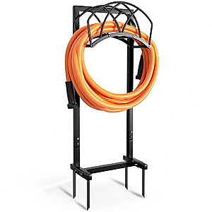 GREENER Garden Hose Holder GREENER Freestanding Heavy Duty Water Hose Holder Detachable Metal Hose Hanger Holds 150-feet Hose,Outdoor Hose Stands Hose Holder Storage Rack For Outside Yard Lawn, Black