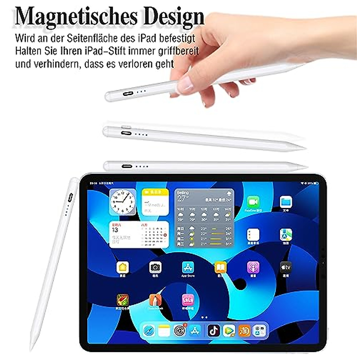 Universal Stylus Pens for Touch Screens POM Tip Magnetic iPad Pencil Rechargeable Tablet Pencil Active Stylus Pen for Android/iPad/Pro/Air/Mini/iPhone/Samsung/Lenovo/iOS/and Other Smartphone Devices