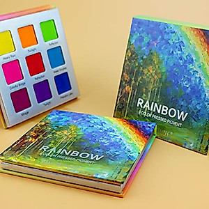 Highly Pigmented Eyeshadow Palette,YMH BEAUTE 9 Color Bright Eye Makeup Palette Colorful Matte Eye Shadow Palettes Long Lasting Waterproof Cruelty-free, Rainbow