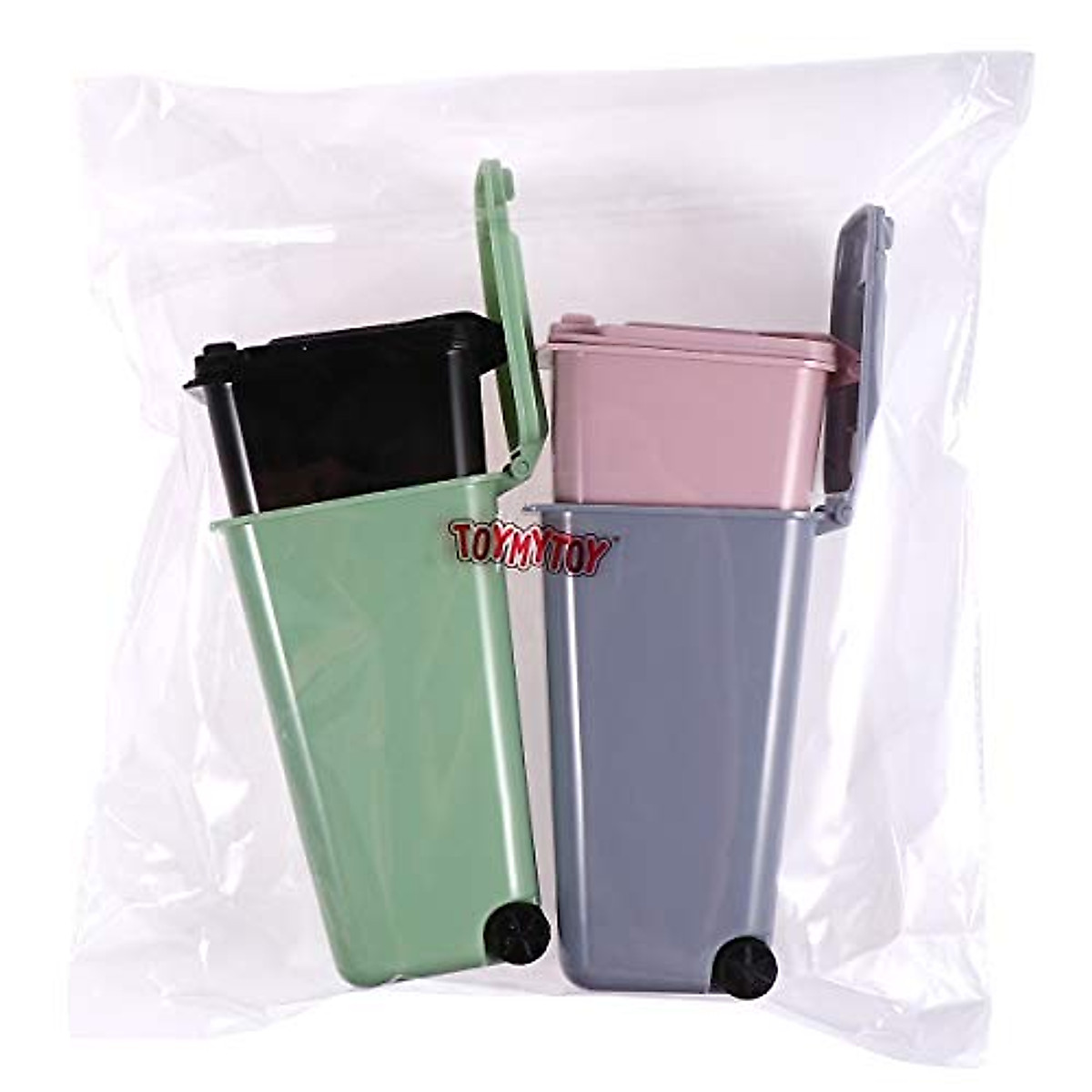 TOYMYTOY Office Trash Can, Desktop Mini Trash Bin, Garbage Bin Set Pencil Cup Holder with Lips & Wheels(4PCS)