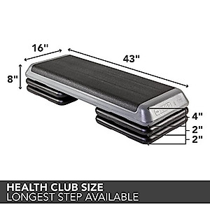 The Step (Made in USA Original Aerobic Platform for Total Body Fitness – Health Club 4 Risers Grey