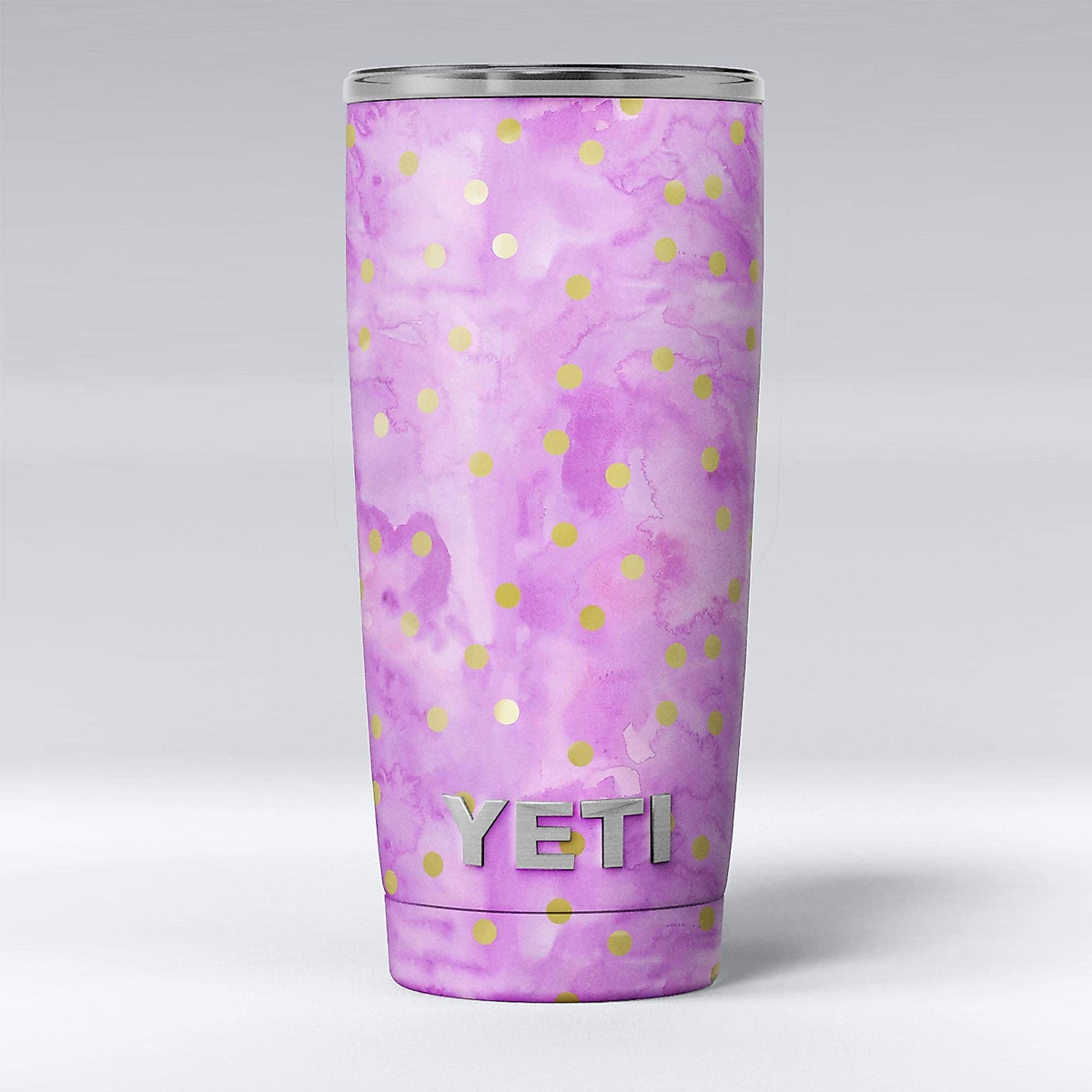 Design Skinz Gold Polka Dots Over Grungy Pink Surface - Skin Decal Vinyl Wrap Kit Compatible with The Yeti Rambler Cooler Tumbler Cups