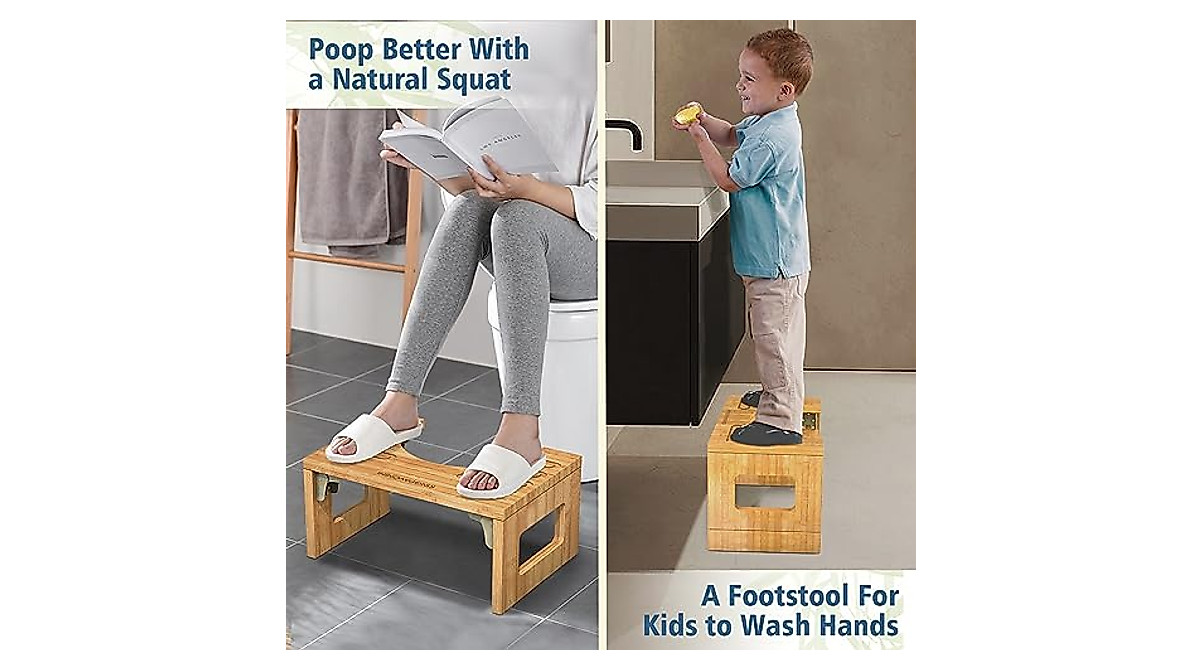 Adjustable Bamboo Squat Stool - Foldable for Better Colon Health