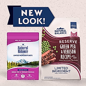 Natural Balance Limited Ingredient Adult Grain Free Dry Cat Food, Reserve Green Pea & Venison Recipe, 4 Pound (Pack of 1)