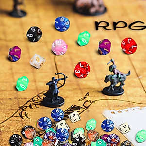 Skylety 200 Pieces Polyhedral Dice Sets with Black Pouch Compatible with RPG MTG Tabletop Role Playing Table Games Multi Colored Assortment (10 Sided Style)