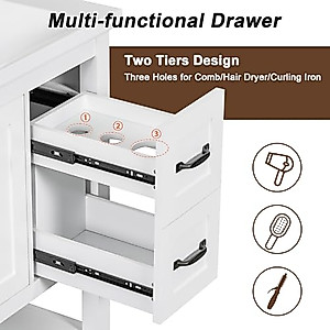 Lunanniu 30" Bathroom Vanity Without Sink, Freestanding Bathroom Vanity Cabinet No Sink 2 Soft Closing Door, Lower Open Shelf 1 Drawer with 2 Tiers Black Drawer Handle Modern Design White