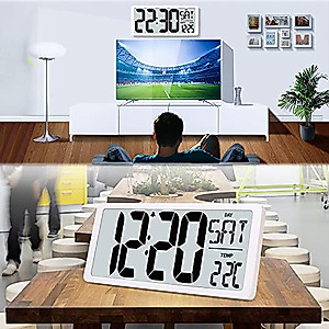 TXL Extra Large Digital Wall Clock with Backlight, 16.9" Oversize Battery Operated Alarm Clock with Day, Date & Temperature, Jumbo Display Digital Count Up DownTimer Clock for Seniors, Home, Office