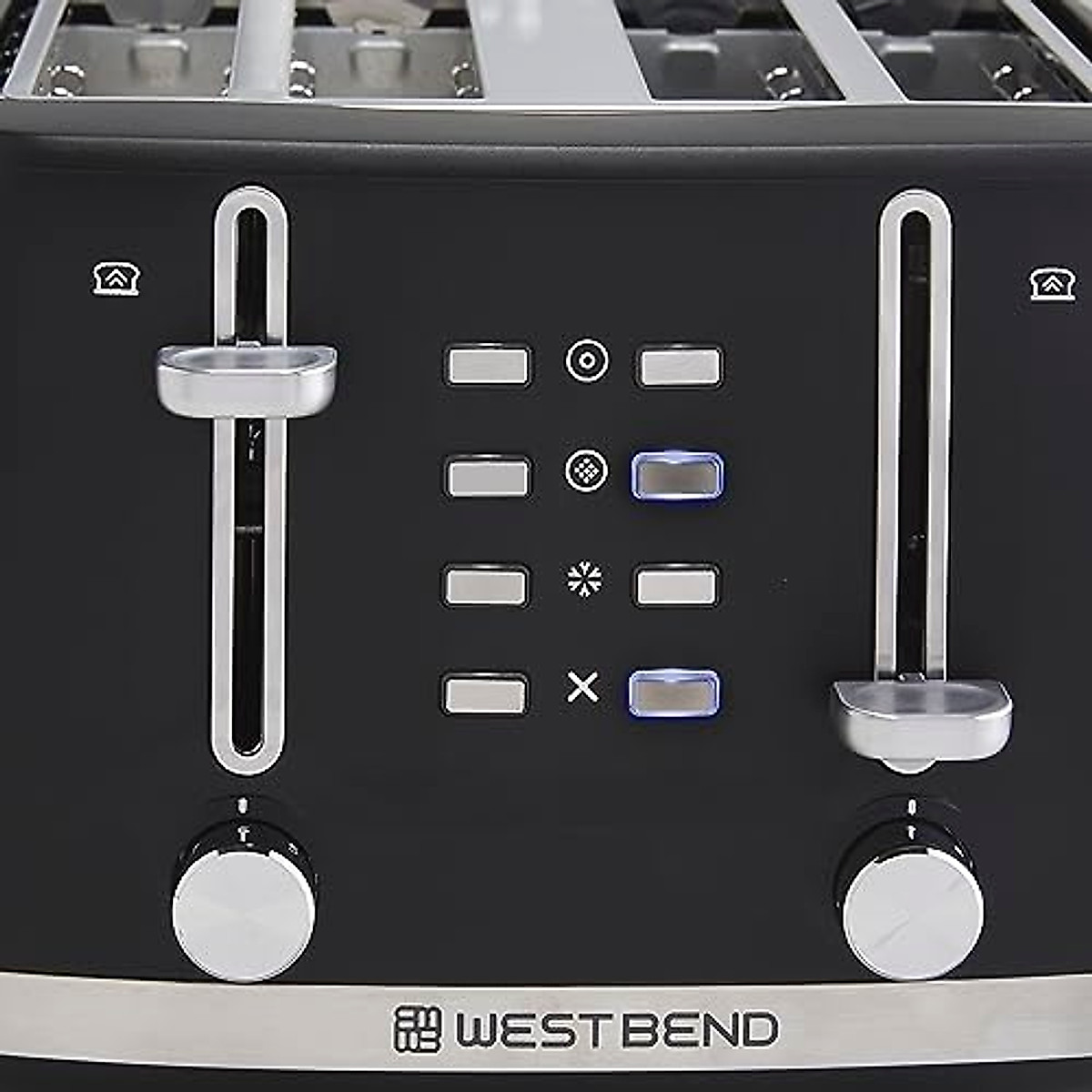 West Bend Toaster 4 Slice Extra-Wide and Deep Slots with 3 Functions and 7 Shade Settings Manual Lift Lever and Auto-Shut Off, 1500-Watts, Black