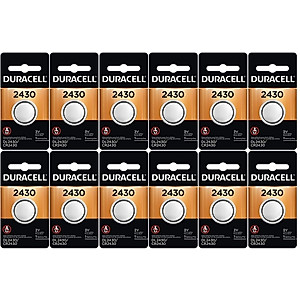 12-Pack Duracell 2430 Batteries 3.0 Volt Lithium Coin Button