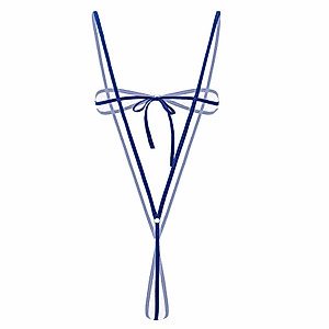 Women Slingshot Micro Mini Swimsuit Strappy Floral One Piece Swimwear Sexy See Thru Bikini Set Blue