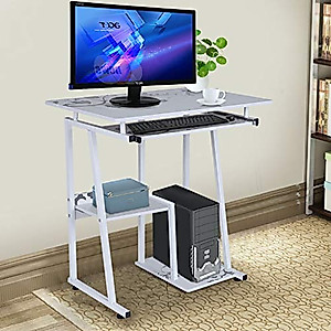 Standing Desk Stand Up Desk with Mutil-Layer Large and Comfortable Table top Desktop Computer Desk Laptop Study Table Office Desk with Pullout Keyboard Tray (White)