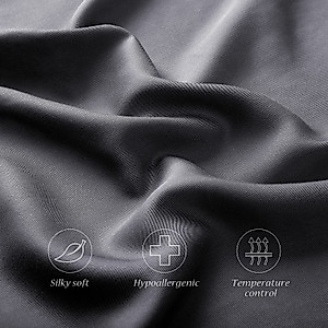 Cooling Side Sleeper Pillow Cases - Curved Bamboo Pillowcase Cover with Super Long Zipper - Breathable Silky Soft Pillowcase for Hot Sleepers Hair and Skin, Queen Size 1 Piece, 20*30 Inches Dark Grey